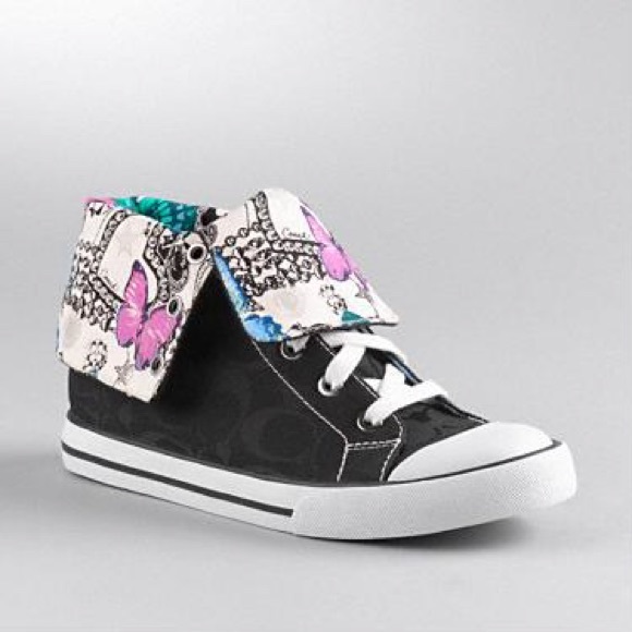 Coach | Shoes | Coach Bonney Black Signature Butterfly Foldover ...